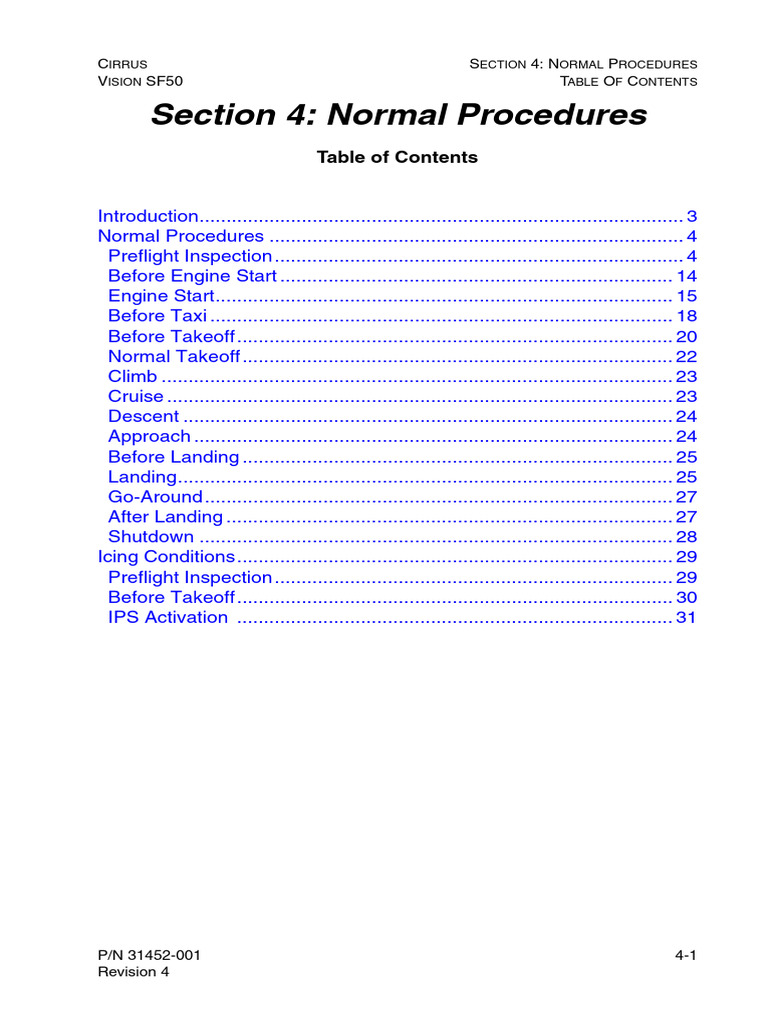 SF50 Normal Procedures | PDF