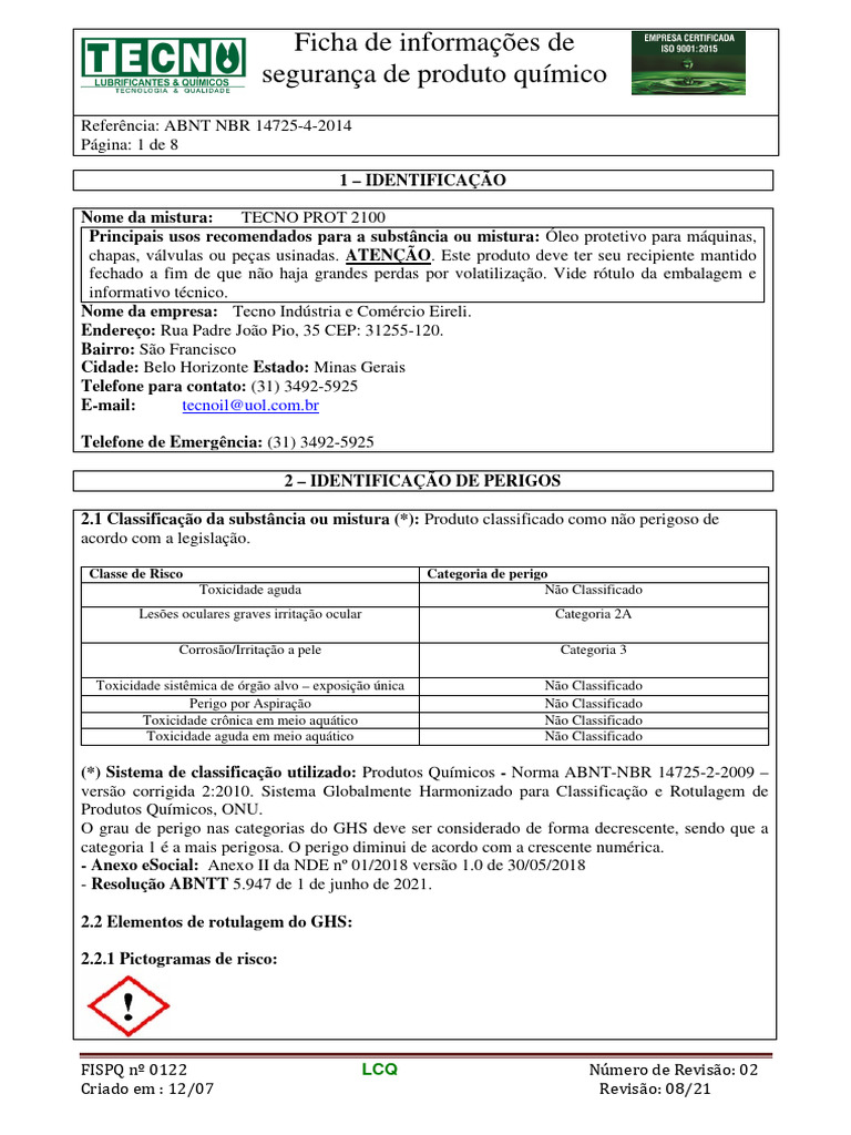 32 - Oleo, Protetivo, Tecno Prot 2100 Rev 2021 | PDF