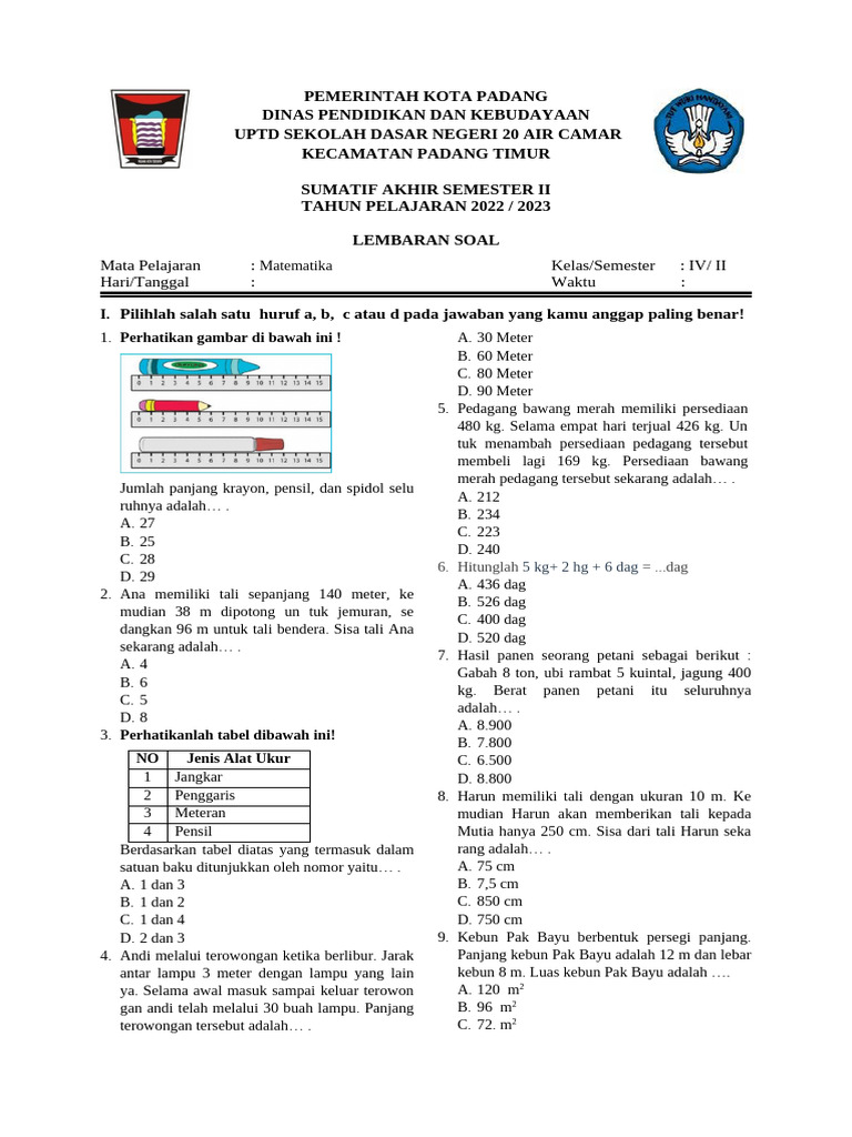 Soal mtk-1 | PDF