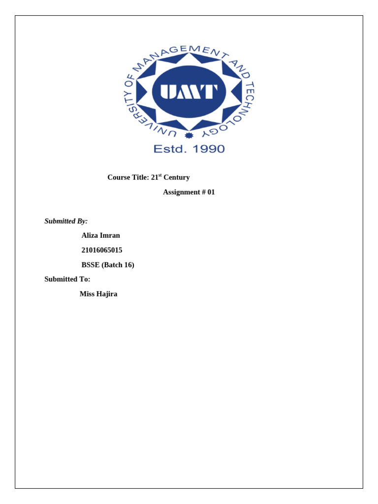 21st Century Assignment No 1 | PDF