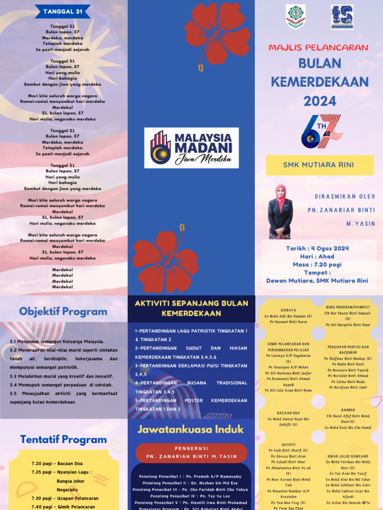 Majlis Pelancaran Bulan Kemerdekaan 2024 SMK Mutiara Rini | PDF