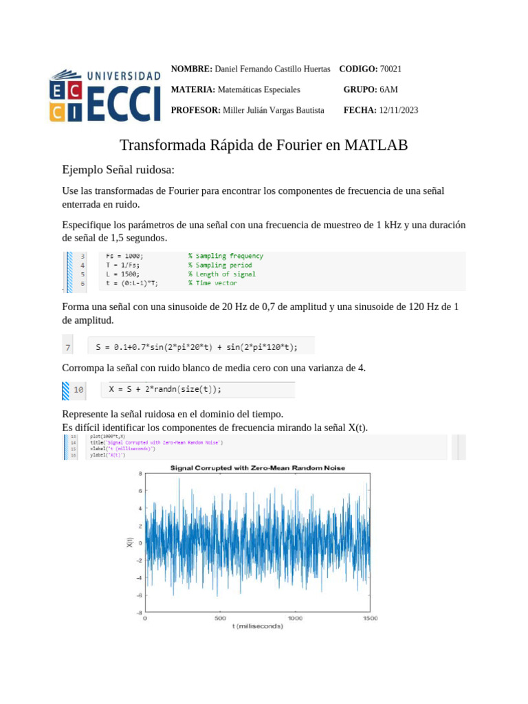 Transformada Rápida de Fourier en MATLAB | PDF