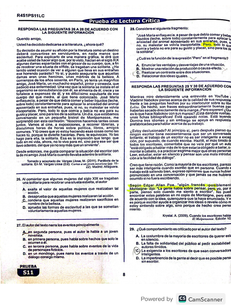 Simulacro 3-11° - 2024 | PDF