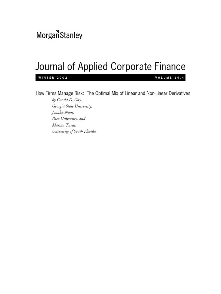 How Firms Manage Risk - The Optimal Mix of Linear and Non-Linear ...