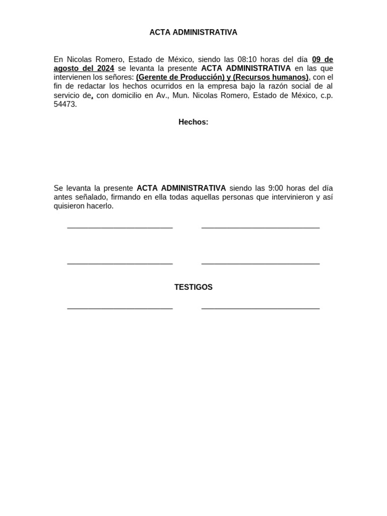 Formato Acta Administrativa | PDF