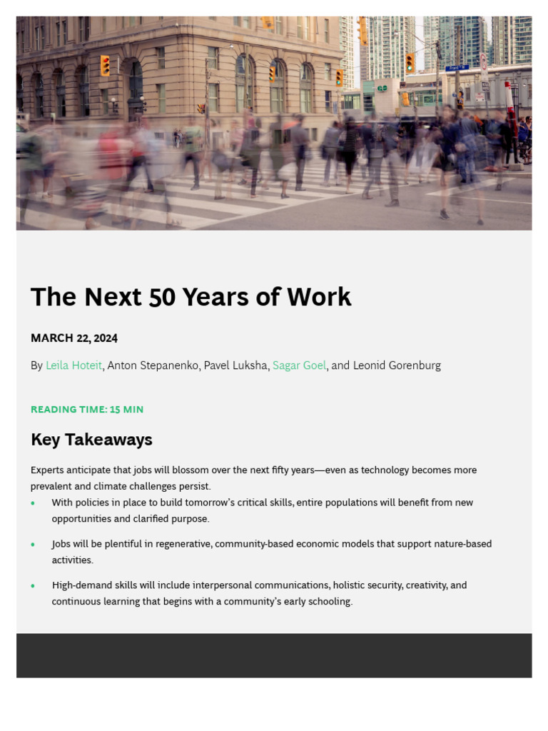 The Next 50 Years of Work | PDF