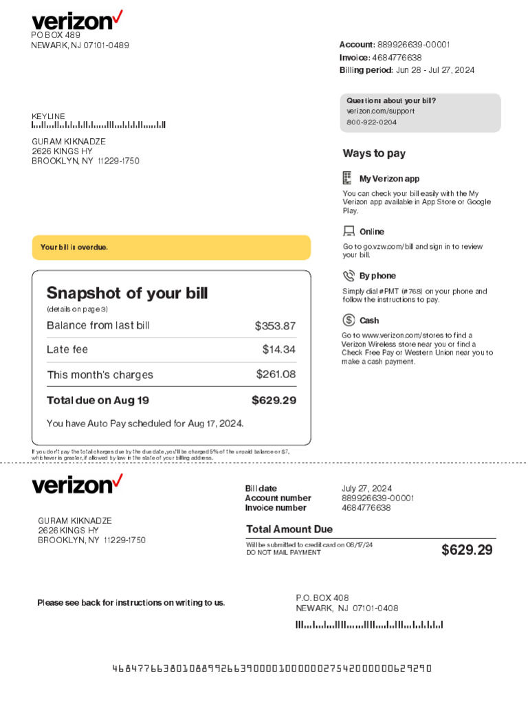 Verizon Bill | PDF