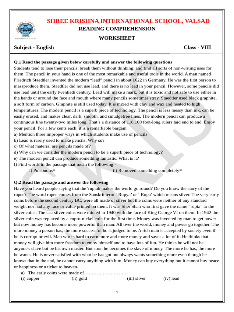 Worksheet 8 | PDF