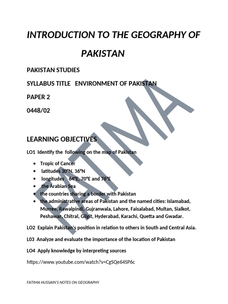Introduction To The Geography of Pakistan | PDF