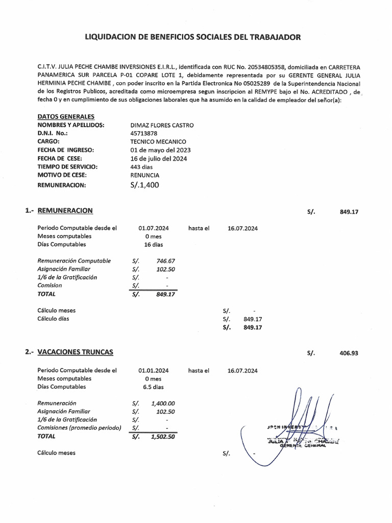 Liquidacion JPCH | PDF