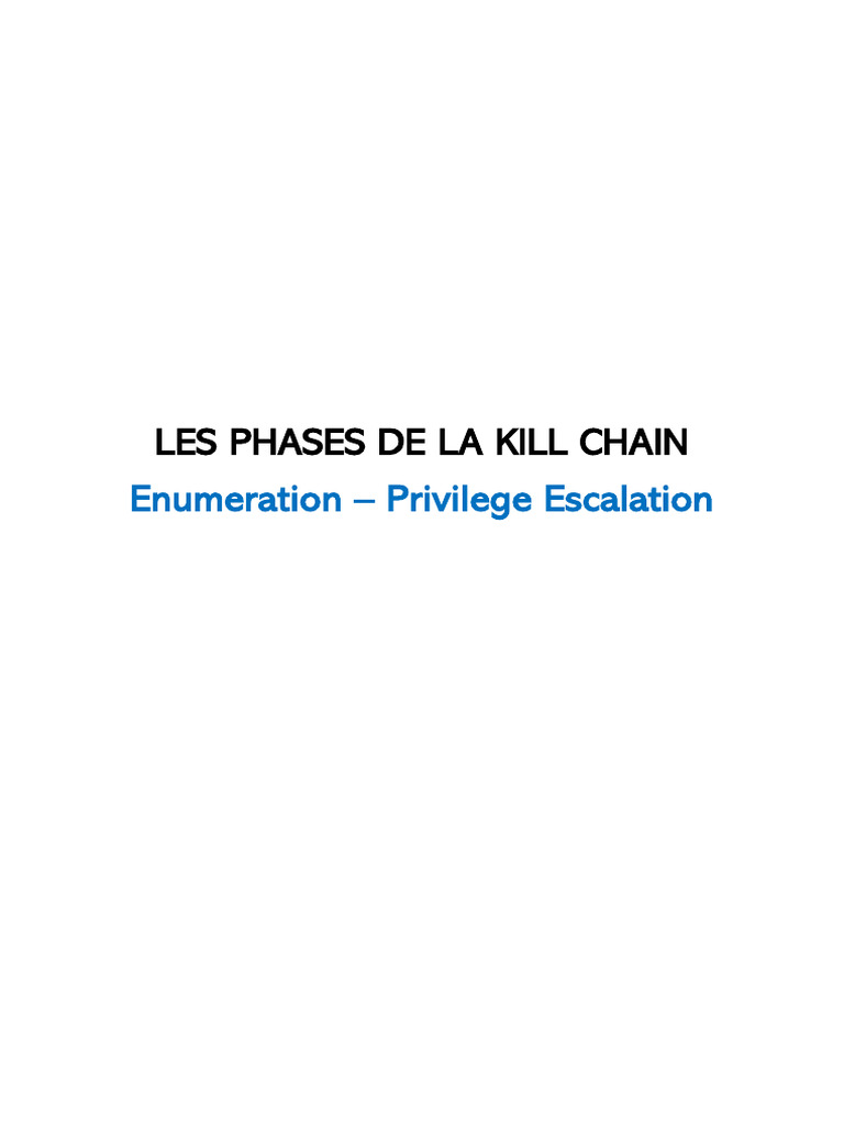 Cyber Kill Chain - Enumeration - Privilege Escalation | PDF