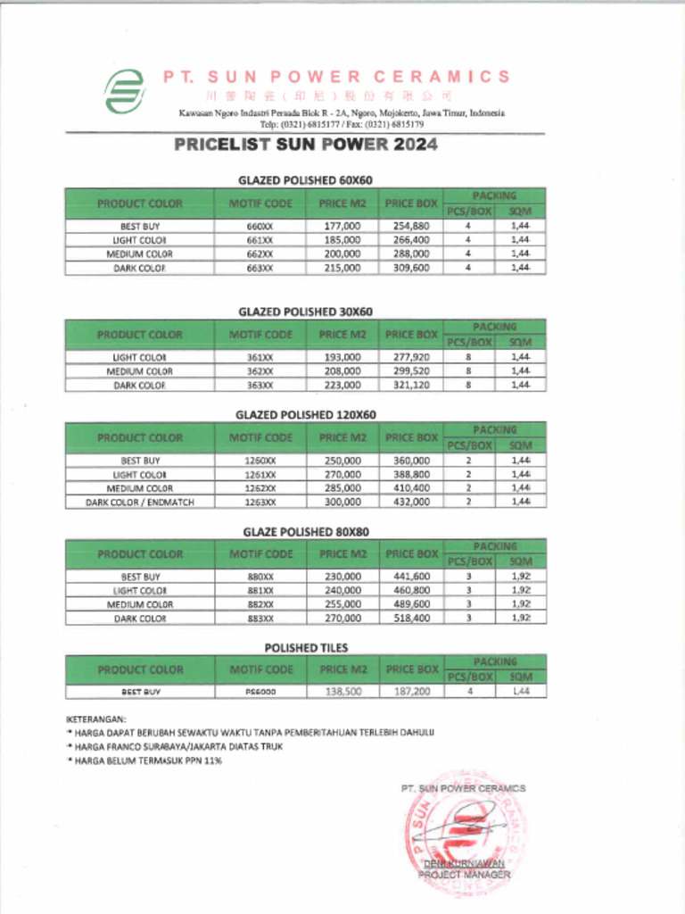 Pricelist SPC 2024 | PDF