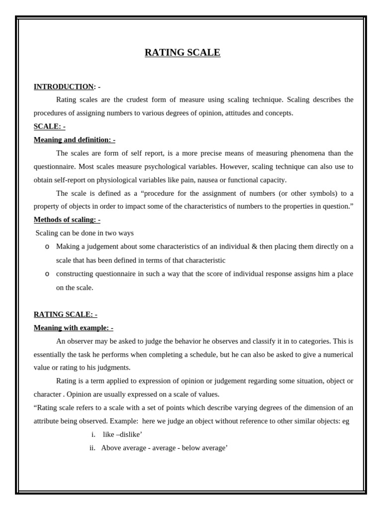 Rating Scale | PDF