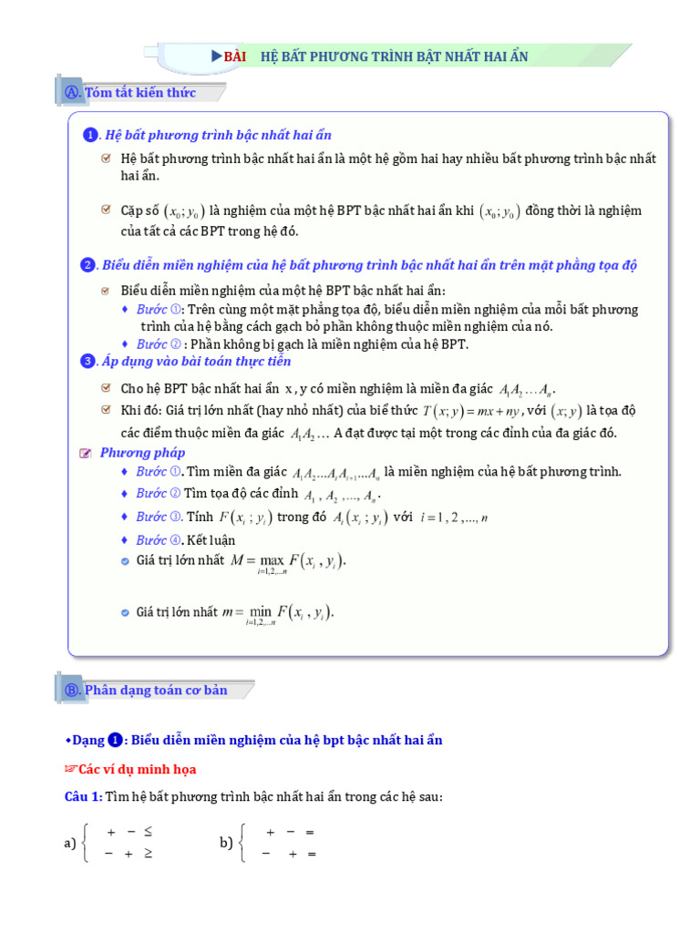 Đáp Án Bài 4 He Bat Phuong Trinh Bat Nhat Hai An | PDF