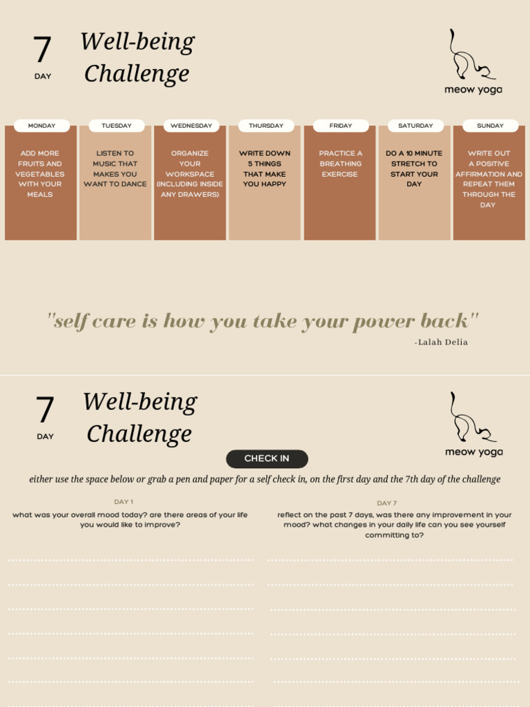 7 Day Wellbeing Challenge | PDF