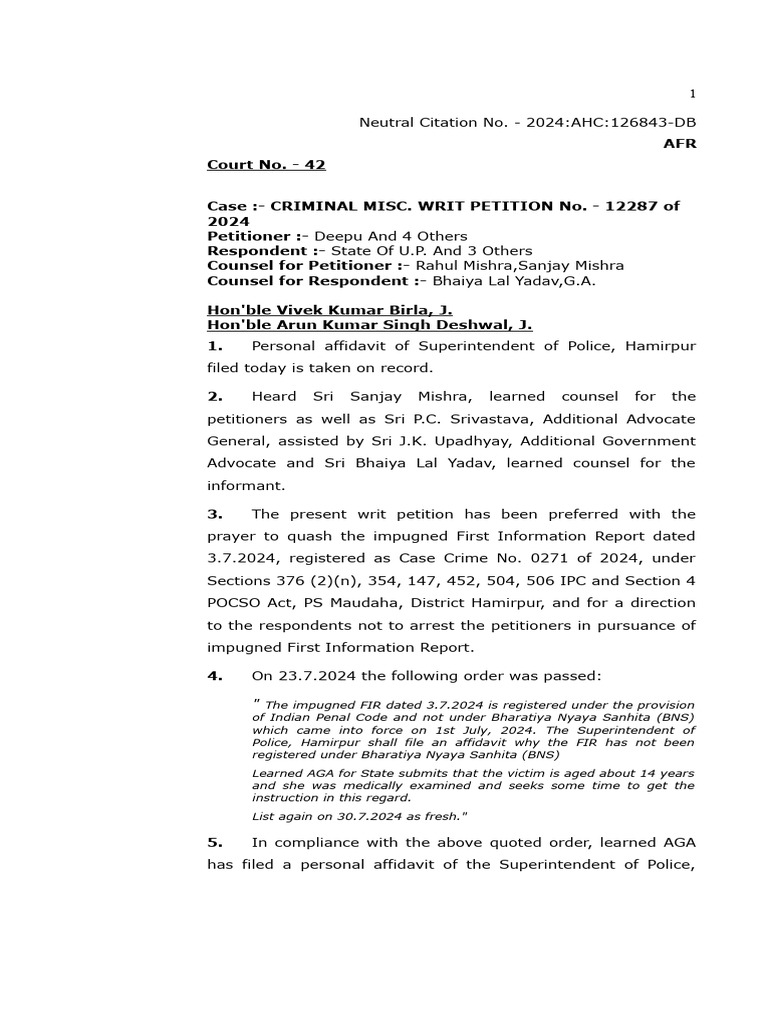 Allahabad HC 5312a BNSS | PDF Allahabad HC 5312a BNSS | PDF