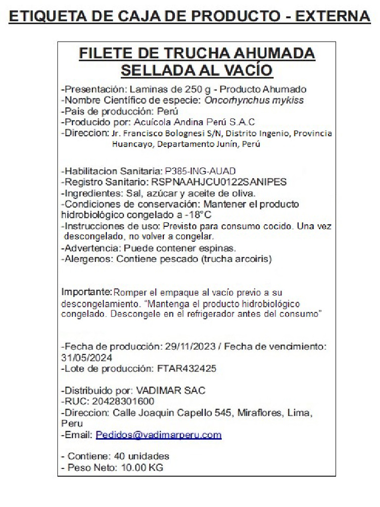 Etiquetas de Cajas | PDF