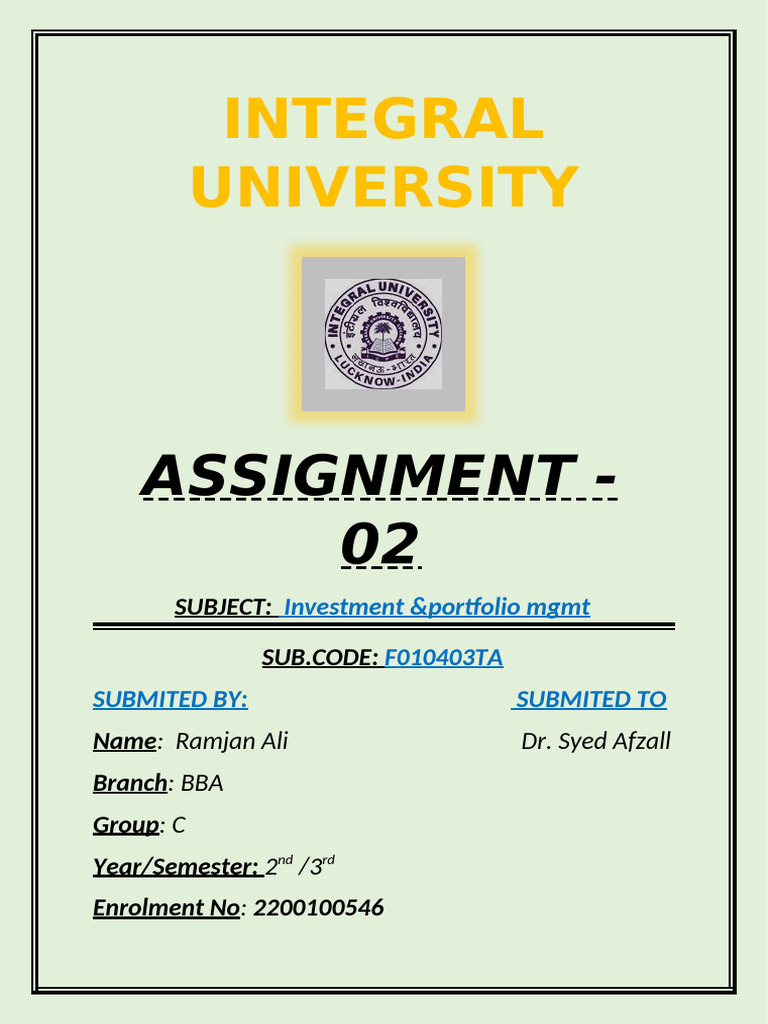 Assignment First Page | PDF