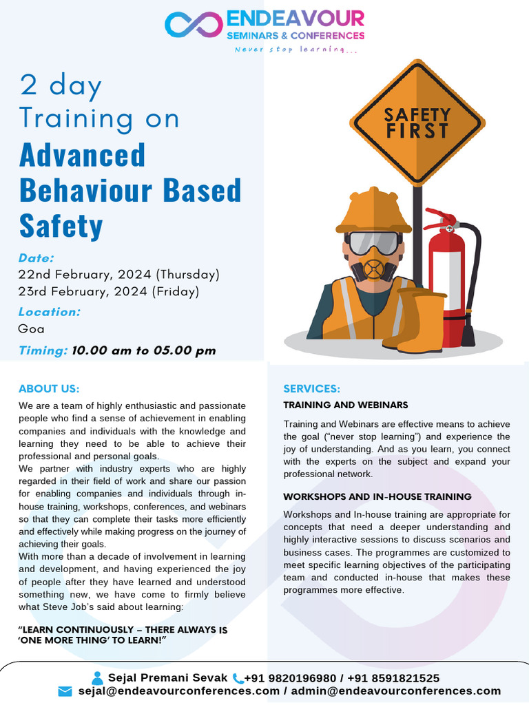 2 Day Event On Advanced Behaviour Based Safety | PDF | Safety | Business
