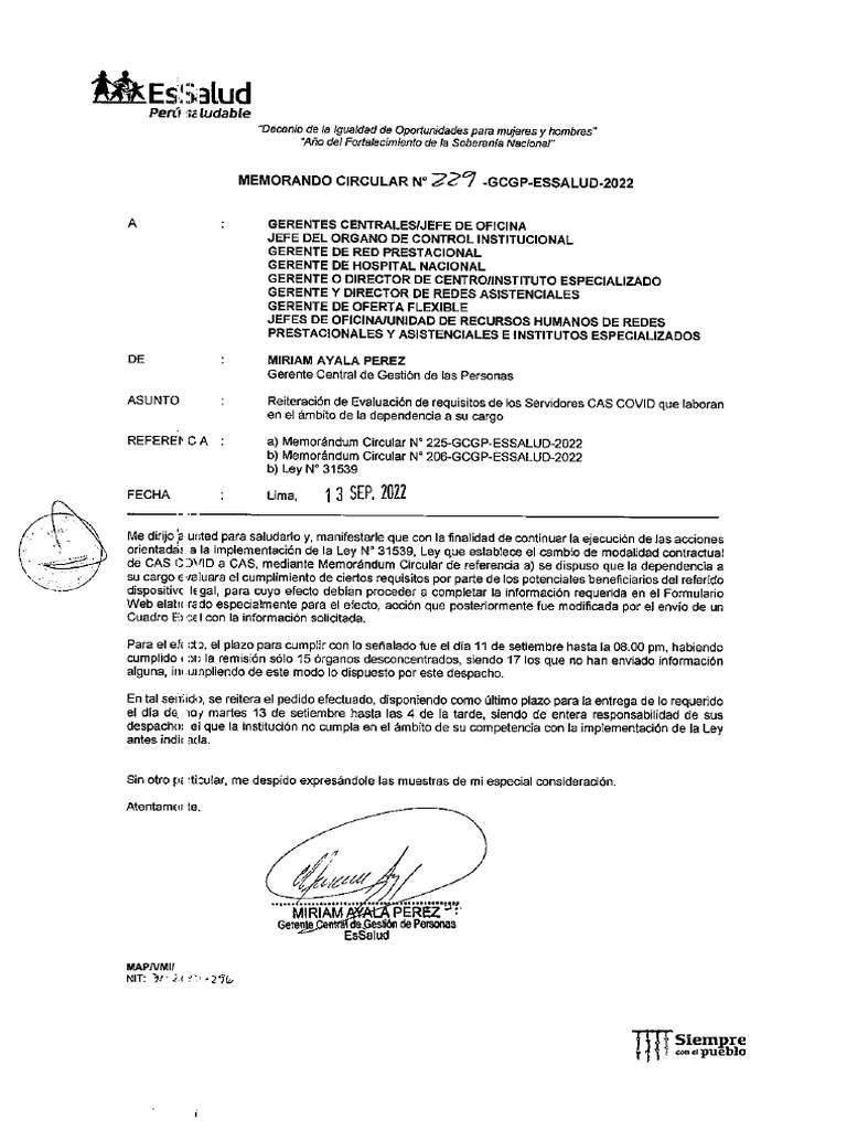 Memorando Circular #229-Gcgp-Essalud-2022 | PDF Memorando Circular #229-Gcgp-Essalud-2022 | PDF
