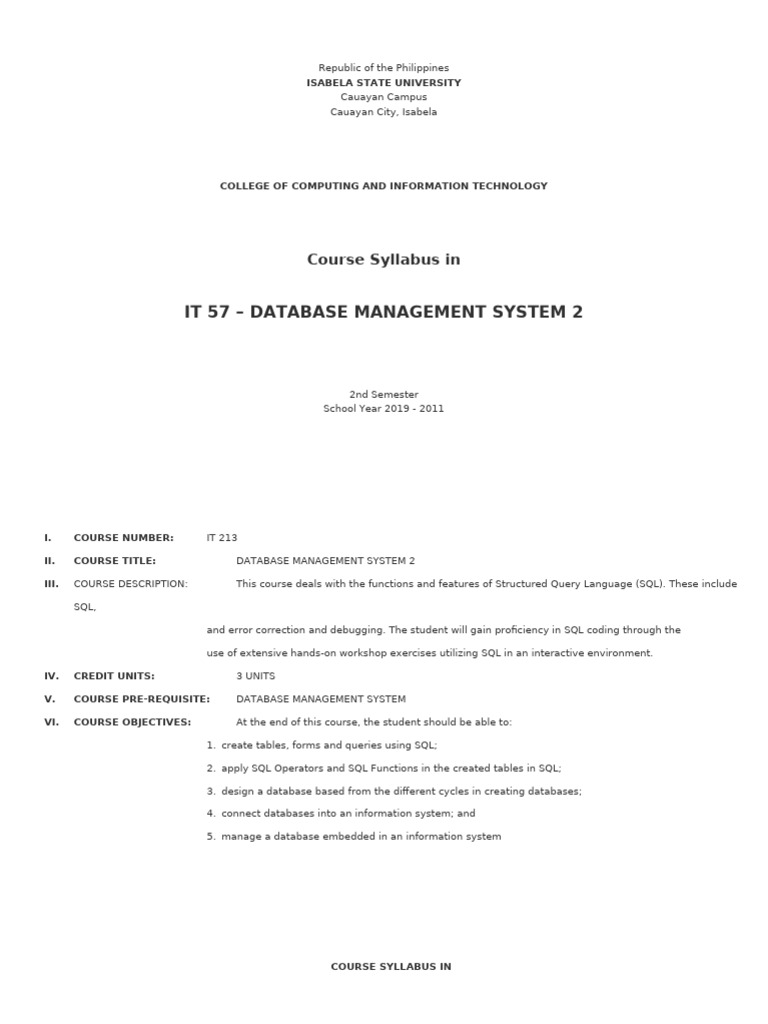 Syllabus DBMS2 | PDF