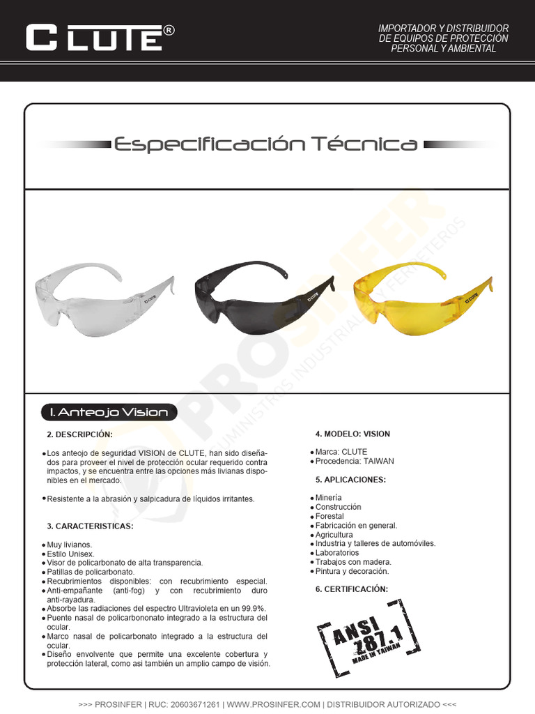 Lente Clute Vision Af Ficha Tecnica | PDF