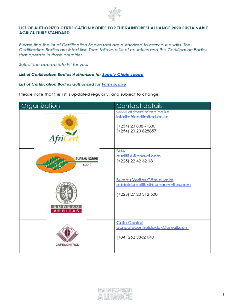 Authorized Certification Bodies | PDF