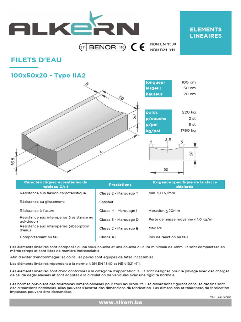 Fiche Technique Filets Deau 100x50x20 Iia2 | PDF