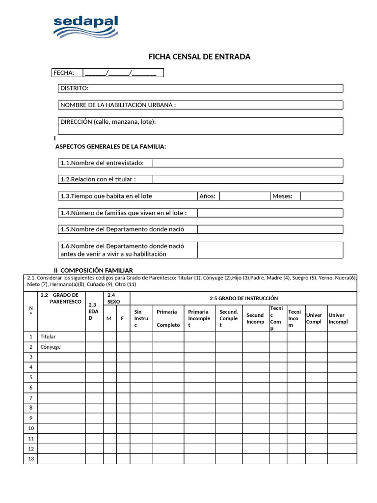 Ficha Censal Modificada | PDF