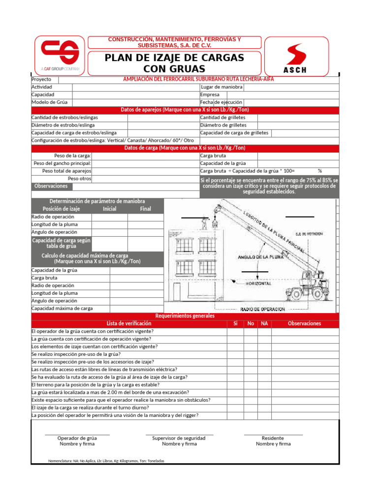 3 FORMATO Plan de Izaje Con Grúa | PDF