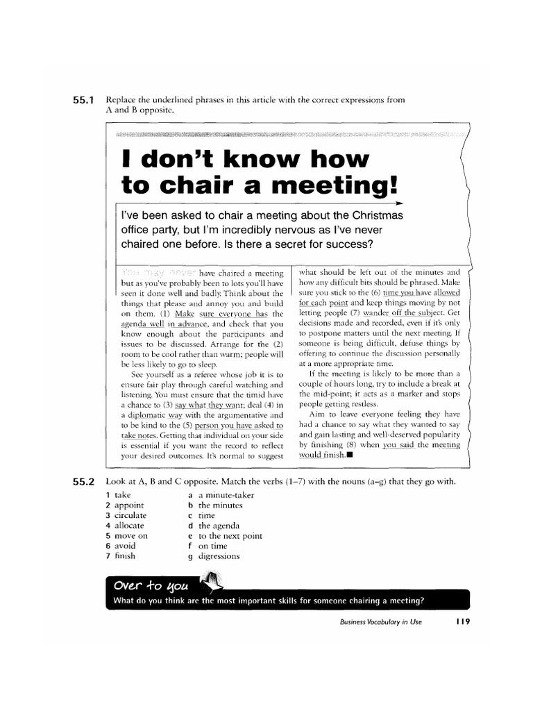 8 MEETINGS - CHAIRING -2 - Exercise | PDF