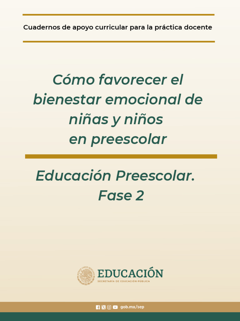 Como Favorecer El Bienestar Emocional de Ninas y Ninos en Preescolar 1 ...