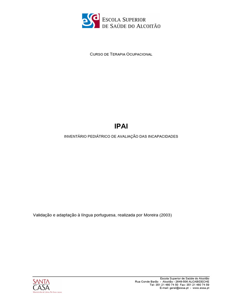 Inventário Pediátrico de Avaliação Das Incapacidades (IPAI) | PDF