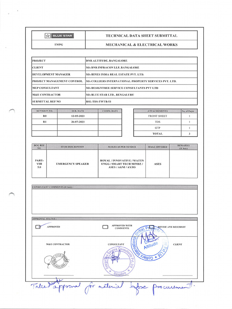BSY TDS TWTB 53 Emergency Speaker | PDF