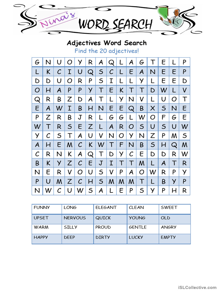 Adjectives Word Search | PDF