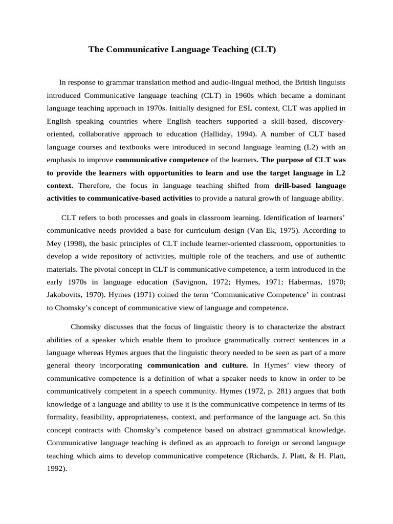 Communicative Language Teaching | PDF