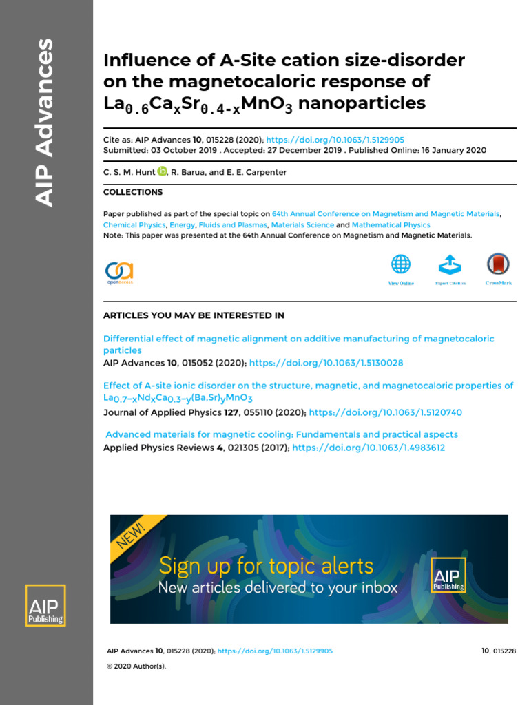 Influence of A-Site Cation Size-Disorder On The Magnetocaloric Response ...