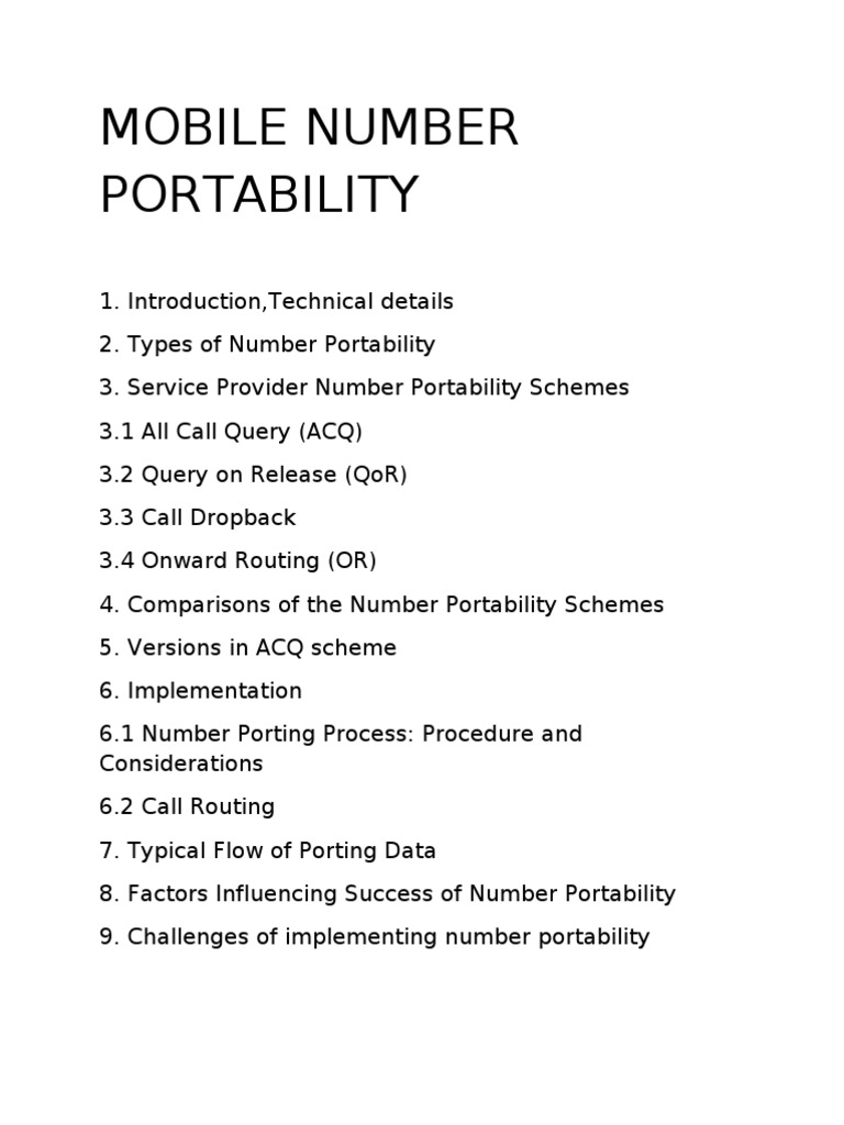 Mobile Number Portability Overview | PDF | Information And ...