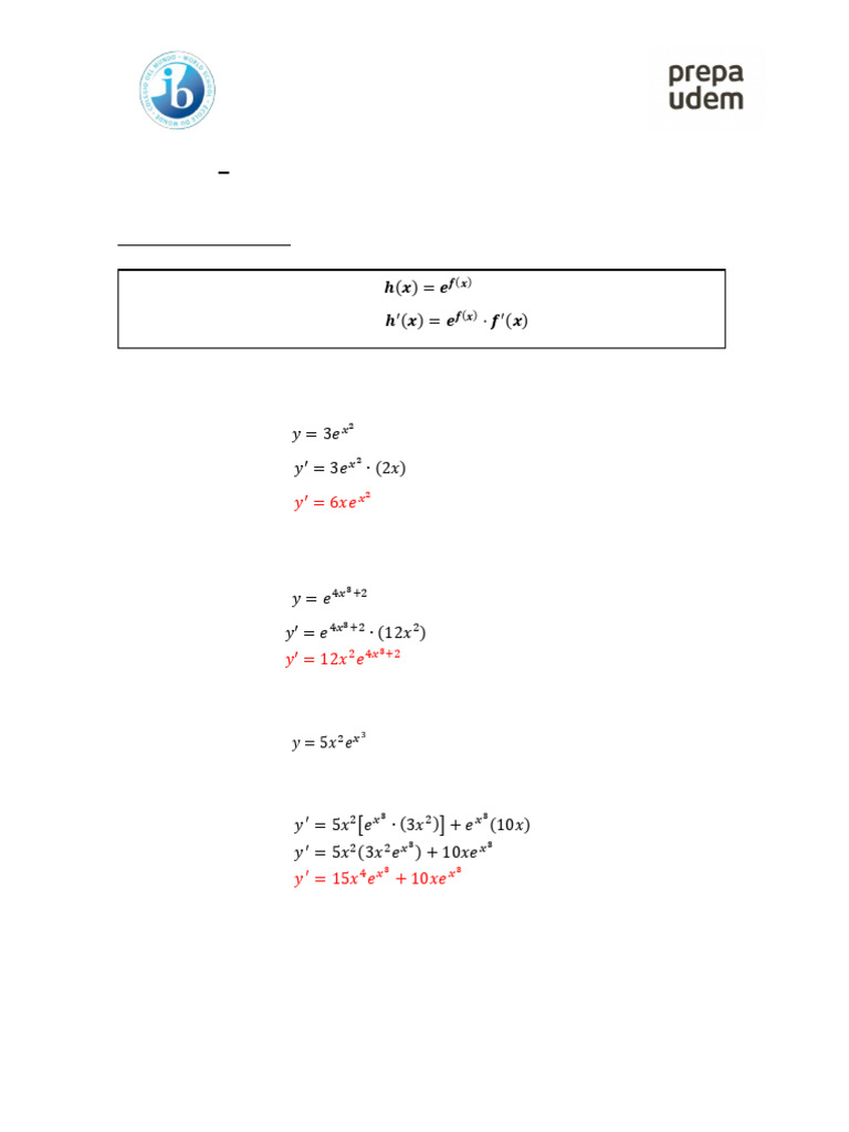 6 - Diferenciación - Reglas Exponencial y Logarítmica - BC - Guía y Lab - PR24 4 | PDF | Funcion ...