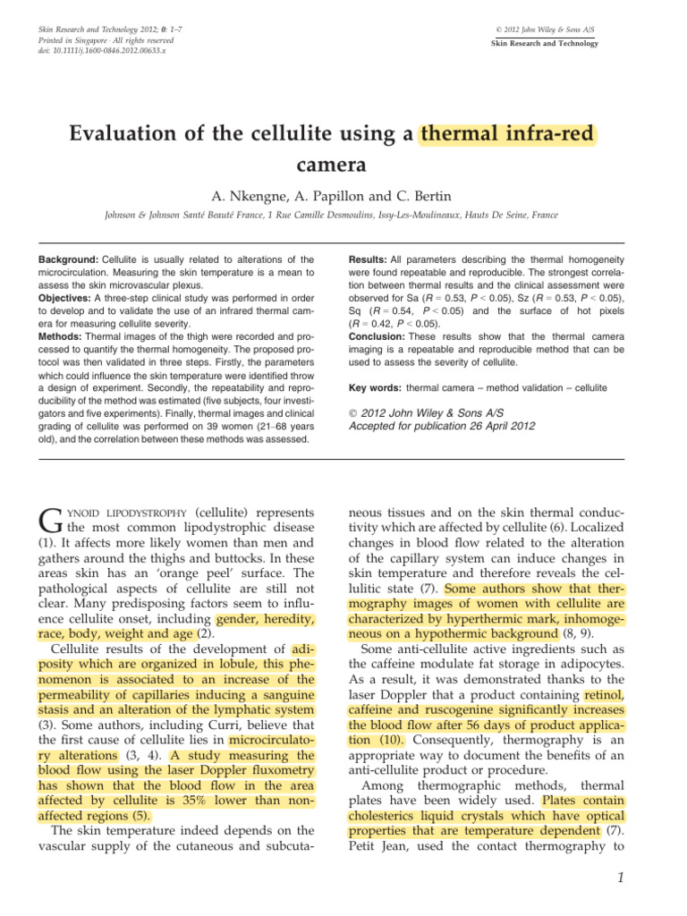 Evaluation of The Cellulite Using A Thermal Infrared Camera | PDF ...