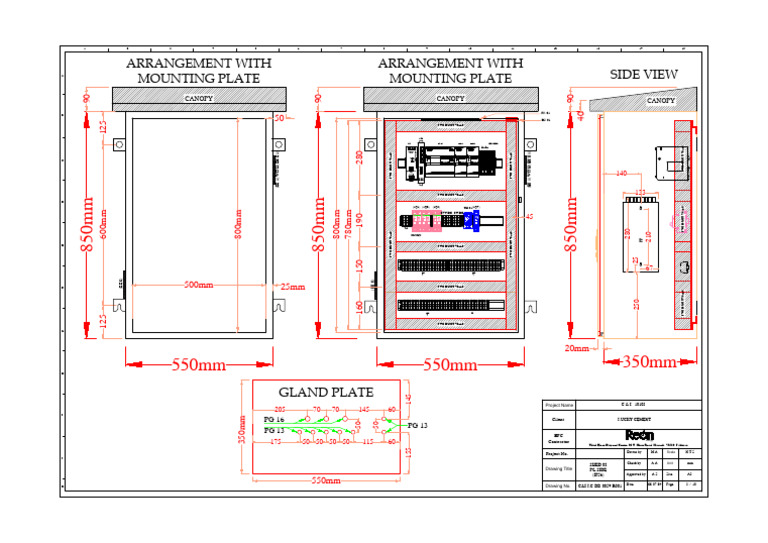 550mm 350mm 550mm: Arrangement With Mounting Plate Side View ...