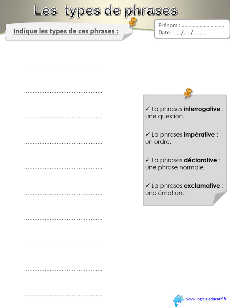 Types de Phrases Exercices | PDF