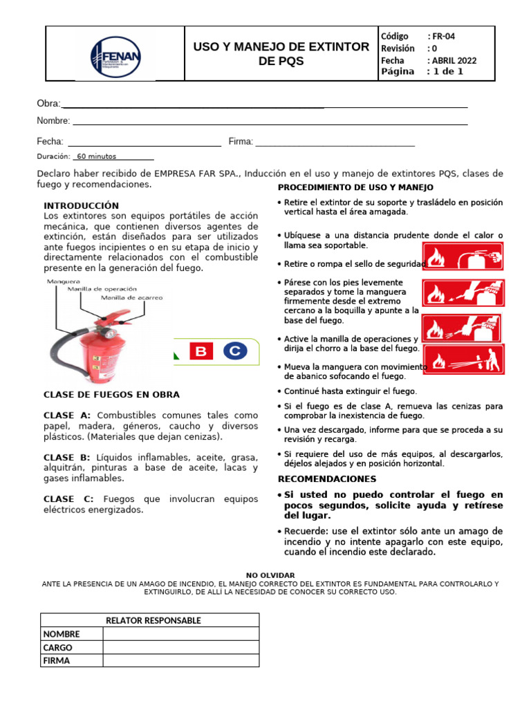 Uso y Manejo de Extintores | PDF | Incendios