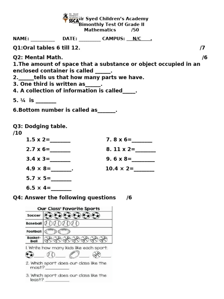 Maths Paper Grade 2 | PDF | Computers