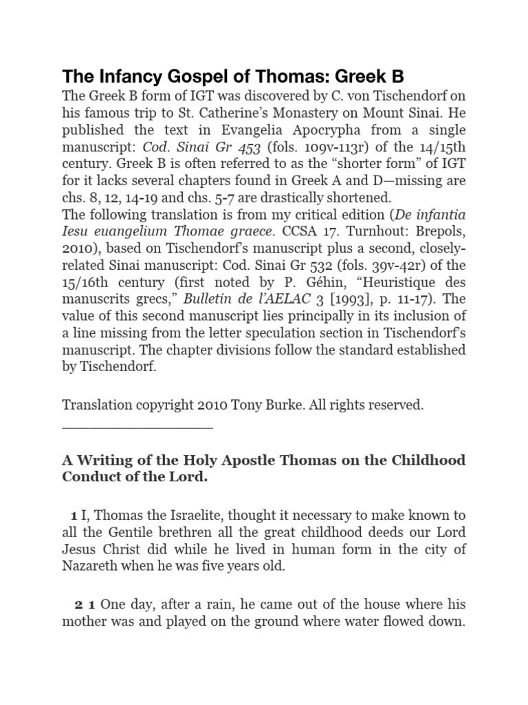 2022 Lenten Series - Infancy Gospel of Thomas | PDF
