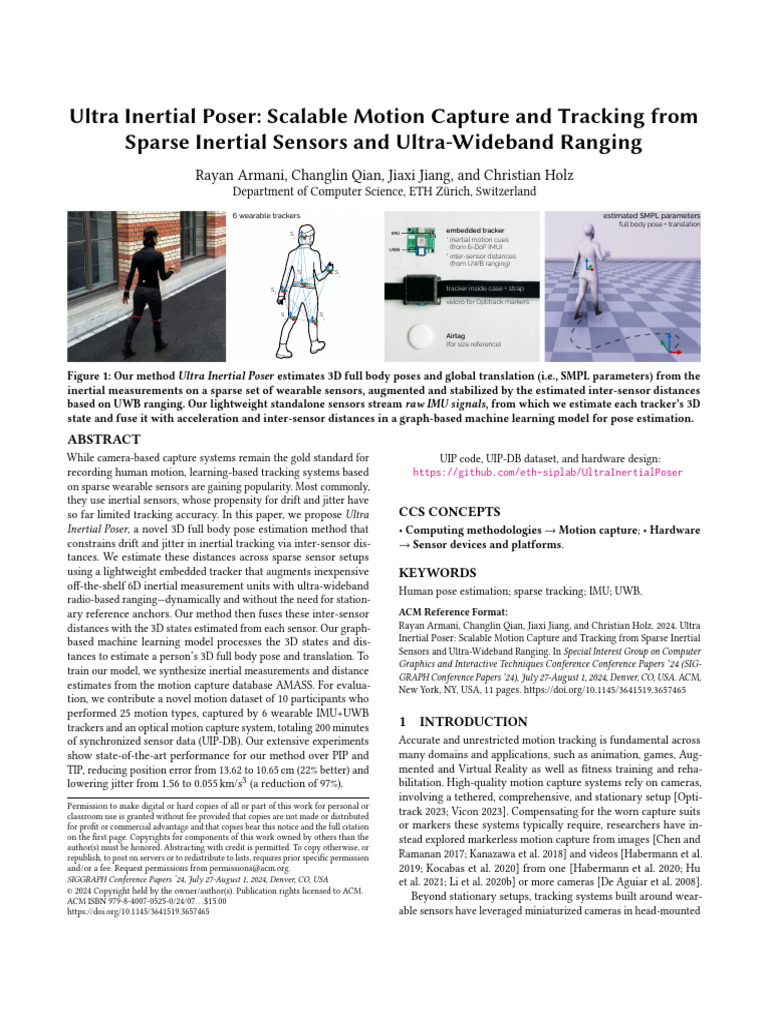 Ultra Inertial Poser: Scalable Motion Capture and Tracking From Sparse ...