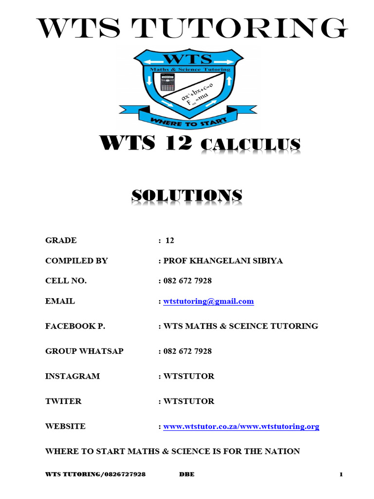 2022 Wts 12 Calculus Solutions | PDF