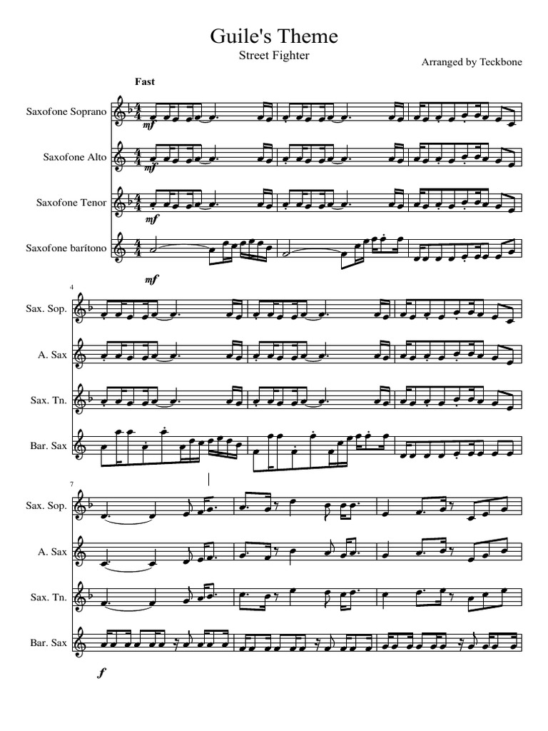 Guile Theme - Saxofones | PDF