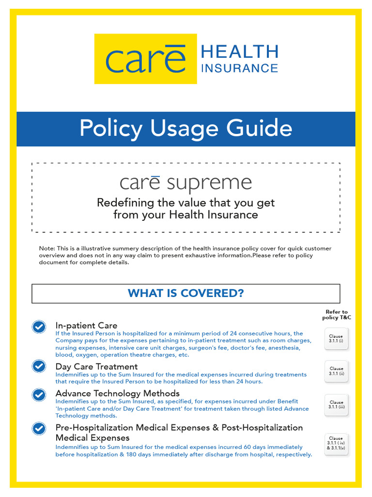 Care Supreme Policy Usage Guide | PDF