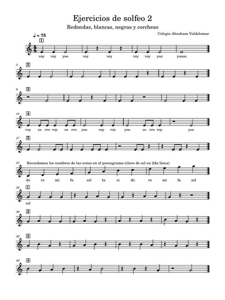 Ejercicios de Solfeo 2 | PDF
